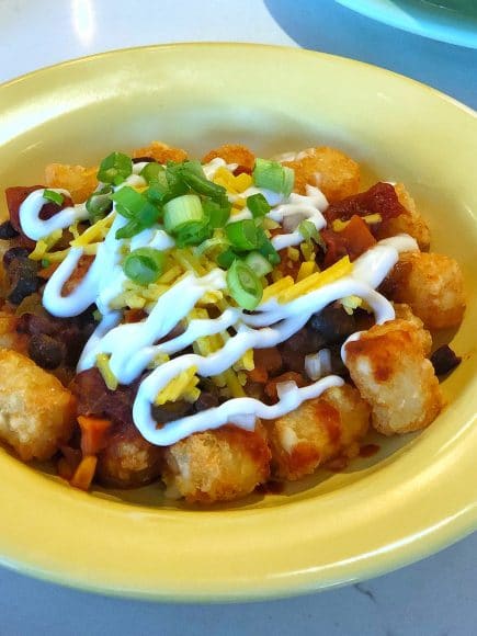 Vegan Loaded Tots at Beaches and Cream Soda Shop in Walt Disney World