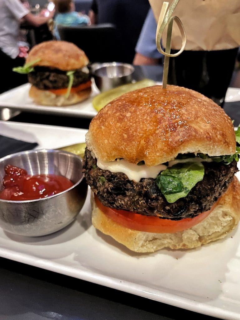 Vegan Quinoa Burger at Space 220 Restaurant in EPCOT - Vegan Disney Food
